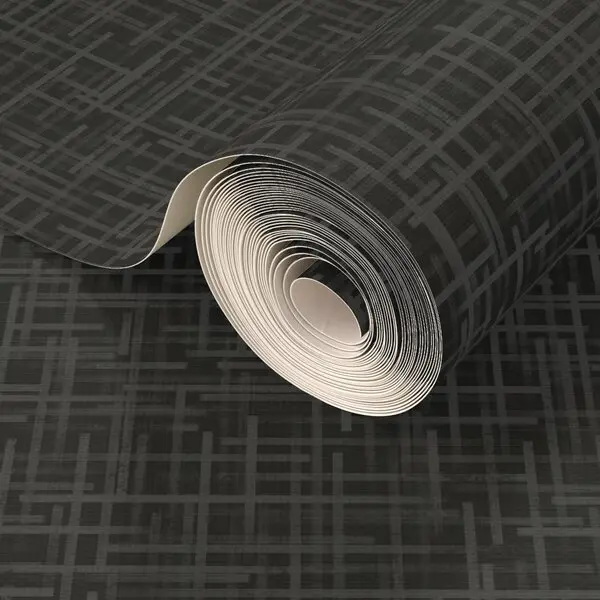 Spoonflower Dark Grey Texture Weave Woven Lines Cross Hatch 100% Natural Sisal Grasscloth Wallcovering - Gray,white