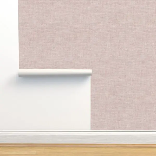 Spoonflower Solid Pink Plain Natural Texture Celebrate Color 100% Natural Sisal Grasscloth Wallcovering