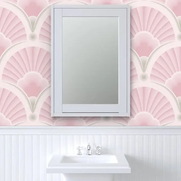 Spoonflower Pink Art Deco Peace Zen Custom Pre-pasted Wallpaper
