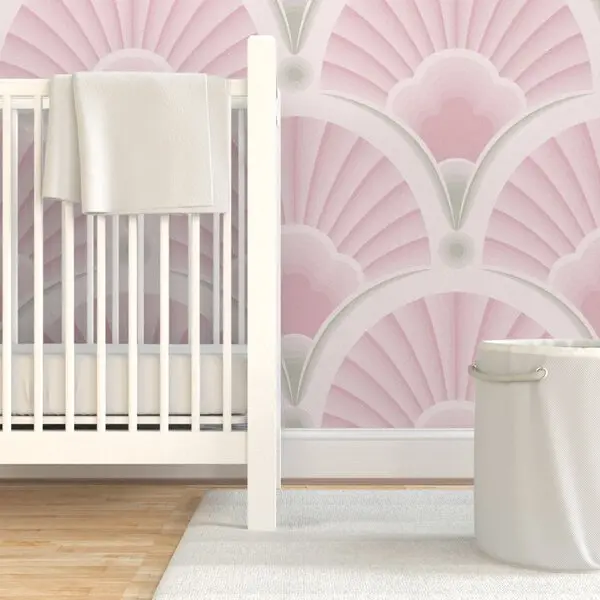 Spoonflower Pink Art Deco Peace Zen Custom Pre-pasted Wallpaper