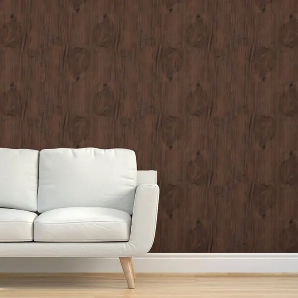 Spoonflower Wood Texture Hickory Walnut Custom Pre-pasted Wallpaper