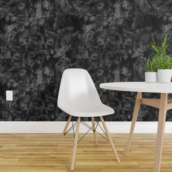 Spoonflower Black Abstract Watercolor Gradient Texture Custom Pre-pasted Wallpaper