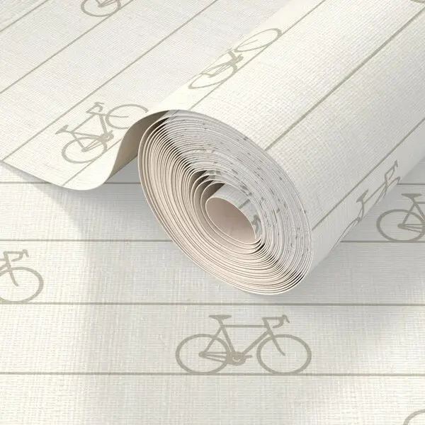 Spoonflower Cycling Bicycle Bike Sport Le Tour De France 100% Natural Sisal Grasscloth Wallcovering - White