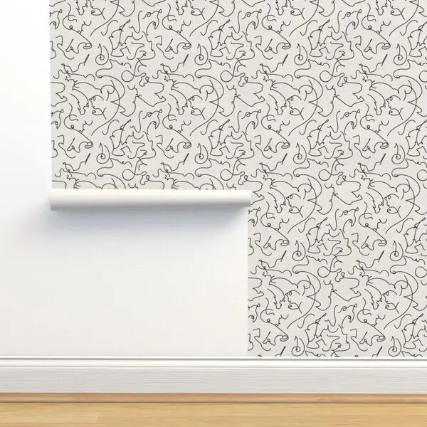 Spoonflower Squiggles 100% Natural Sisal Grasscloth Wallcovering