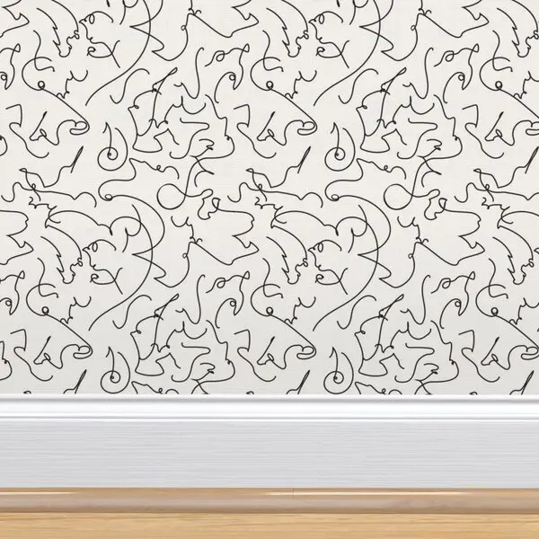 Spoonflower Squiggles 100% Natural Sisal Grasscloth Wallcovering