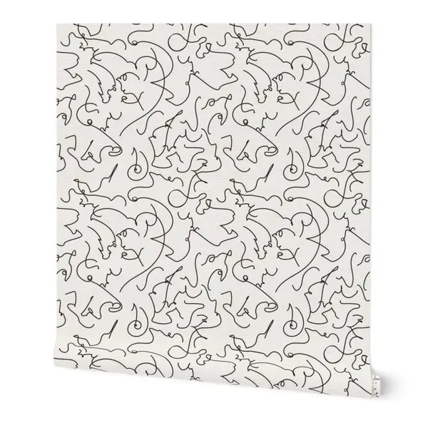 Spoonflower Squiggles 100% Natural Sisal Grasscloth Wallcovering
