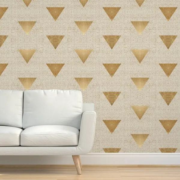 Spoonflower Triangle Gold Texture Boho 100% Natural Sisal Grasscloth Wallcovering