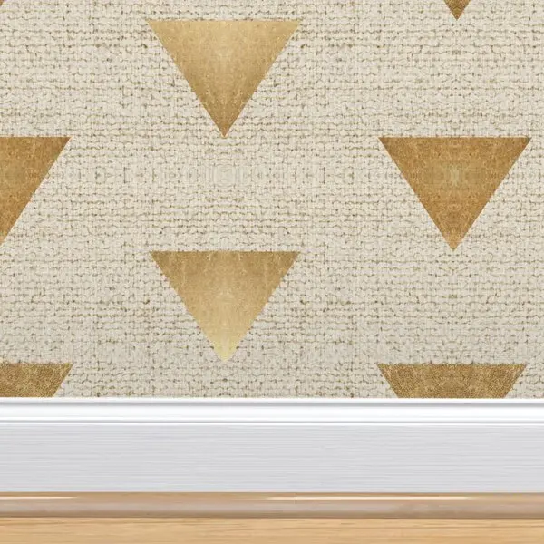 Spoonflower Triangle Gold Texture Boho 100% Natural Sisal Grasscloth Wallcovering