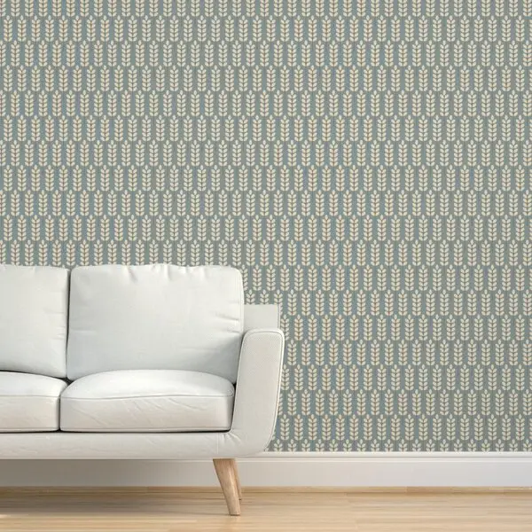 Spoonflower Stems On Pale 100% Natural Sisal Grasscloth Wallcovering