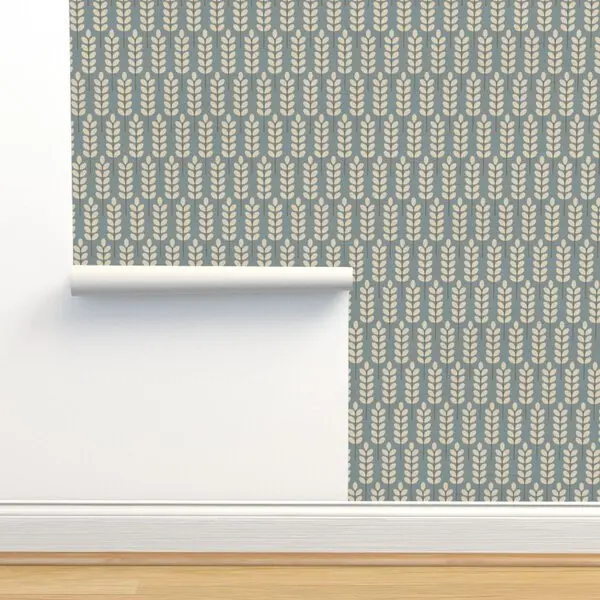 Spoonflower Stems On Pale 100% Natural Sisal Grasscloth Wallcovering