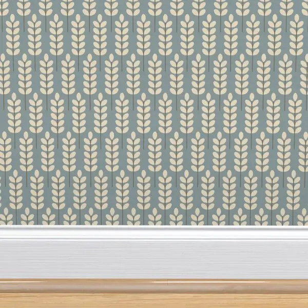 Spoonflower Stems On Pale 100% Natural Sisal Grasscloth Wallcovering