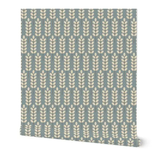 Spoonflower Stems On Pale 100% Natural Sisal Grasscloth Wallcovering