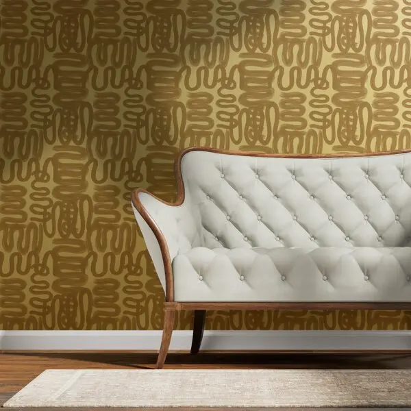 Spoonflower Cream Graffiti Squiggle 100% Natural Sisal Grasscloth Wallcovering