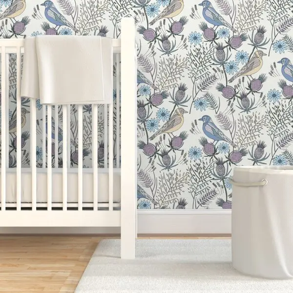 Spoonflower Quilts Floral Birds Bird Custom Removable Wallpaper