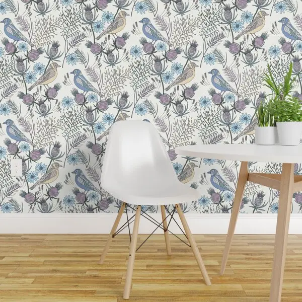 Spoonflower Quilts Floral Birds Bird Custom Removable Wallpaper