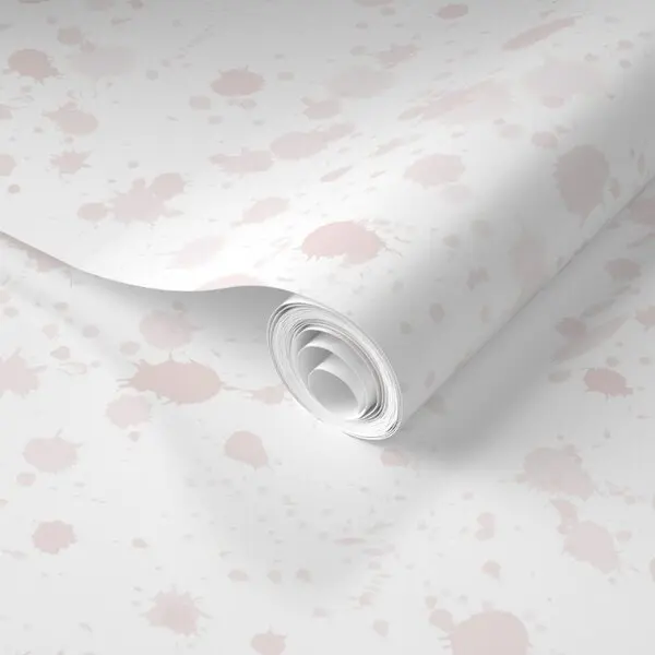 Spoonflower Splat In Single Pink Custom Pre-pasted Wallpaper - White,gray