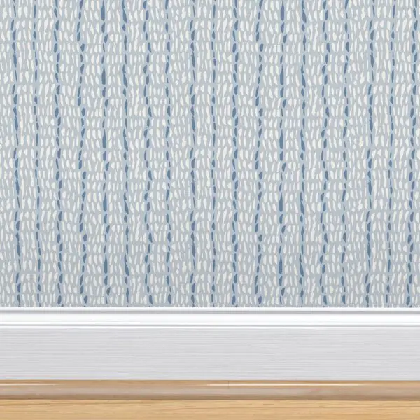 Spoonflower Dash Dot Blue 100% Natural Sisal Grasscloth Wallcovering