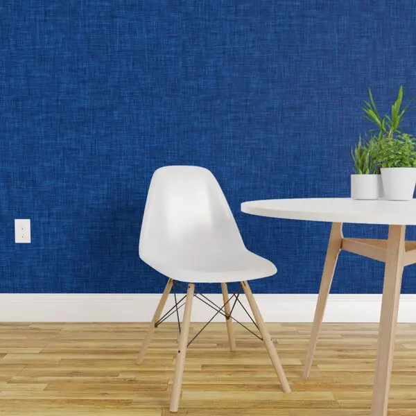 Spoonflower Linen Custom Pre-pasted Wallpaper - Blue