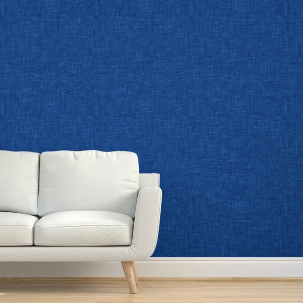 Spoonflower Linen Custom Pre-pasted Wallpaper - Blue