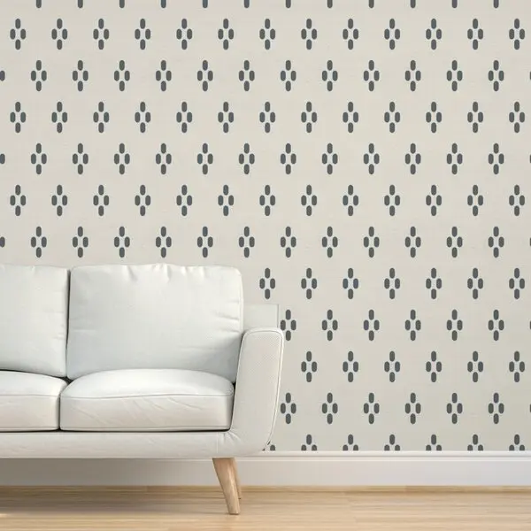 Spoonflower Stella Dot Slate 100% Natural Sisal Grasscloth Wallcovering