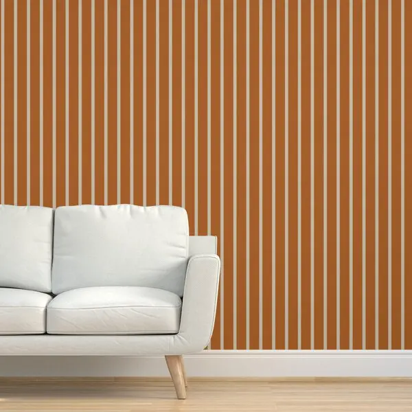 Spoonflower Ochre Thin Stripes 100% Natural Sisal Grasscloth Wallcovering