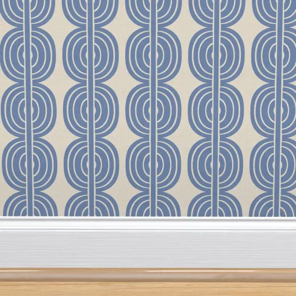 Spoonflower Geo Links Periwinkle 100% Natural Sisal Grasscloth Wallcovering
