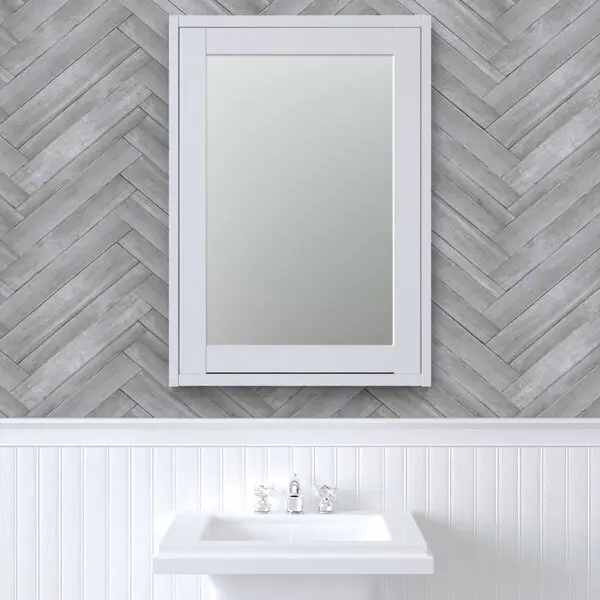 Spoonflower Light Herringbone Woodgrain Look Rustic Custom Pre-pasted Wallpaper