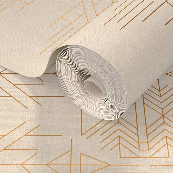 Spoonflower Geometric Ombre Line Holli Zollinger Arrow 100% Natural Sisal Grasscloth Wallcovering - Pink