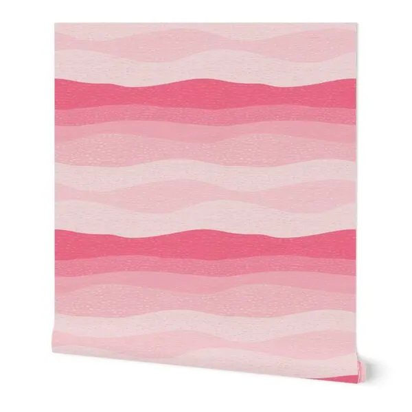 Spoonflower Stitched Waves Textured Soft Ombre Medium 100% Natural Sisal Grasscloth Wallcovering - Pink