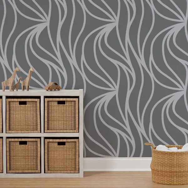 Spoonflower Post Modern Waves Progressive Contemporary New Custom Removable Wallpaper