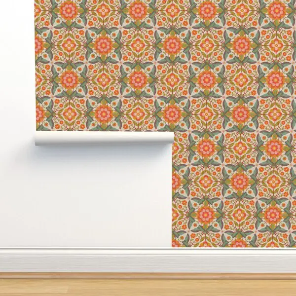 Spoonflower Garden Beetles 100% Natural Sisal Grasscloth Wallcovering