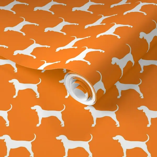 Spoonflower Dog Orange Hunting Coonhound Tennessee Ut On Custom Removable Wallpaper - Beige,brown,orange