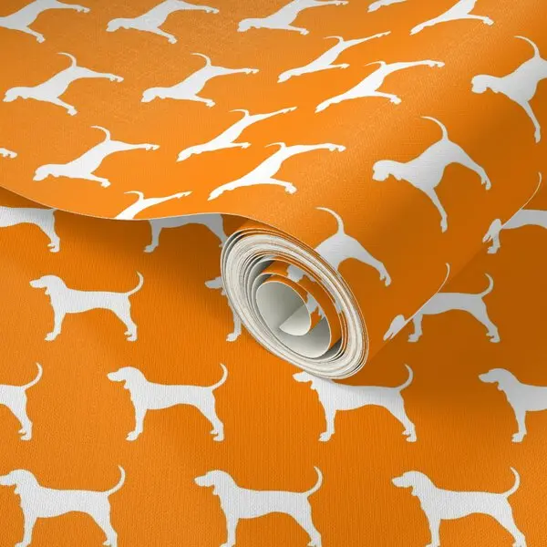 Spoonflower Dog Orange Hunting Coonhound Tennessee Ut On Custom Removable Wallpaper - Beige,brown,orange