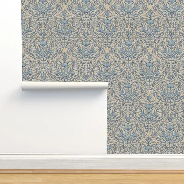 Spoonflower Baroque Toile 100% Natural Sisal Grasscloth Wallcovering
