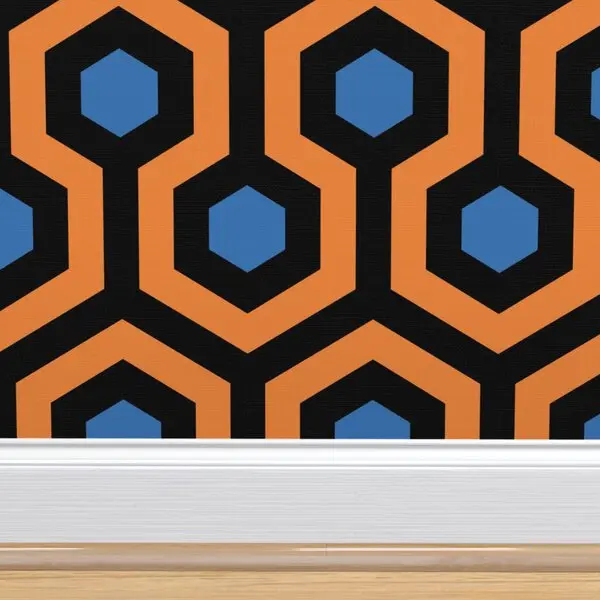 Spoonflower Geometric Pattern Hexagon Mid Century Modern Retro 100% Natural Sisal Grasscloth Wallcovering