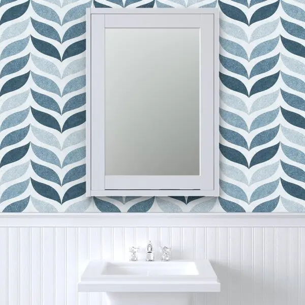 Spoonflower Modern Geometric Minimalism Custom Pre-pasted Wallpaper - Blue