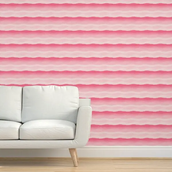 Spoonflower Stitched Waves Textured Soft Ombre Small 100% Natural Sisal Grasscloth Wallcovering - Pink