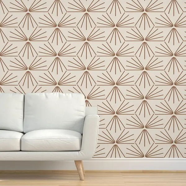 Spoonflower Sun Tile Dark Rust 100% Natural Sisal Grasscloth Wallcovering