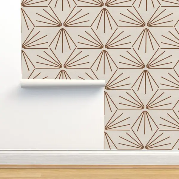 Spoonflower Sun Tile Dark Rust 100% Natural Sisal Grasscloth Wallcovering