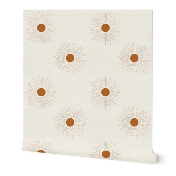 Spoonflower Sun Burst Medium 100% Natural Sisal Grasscloth Wallcovering