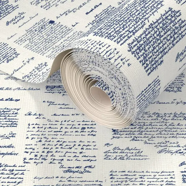 Spoonflower George Washington Founding Fathers America 100% Natural Sisal Grasscloth Wallcovering - Blue