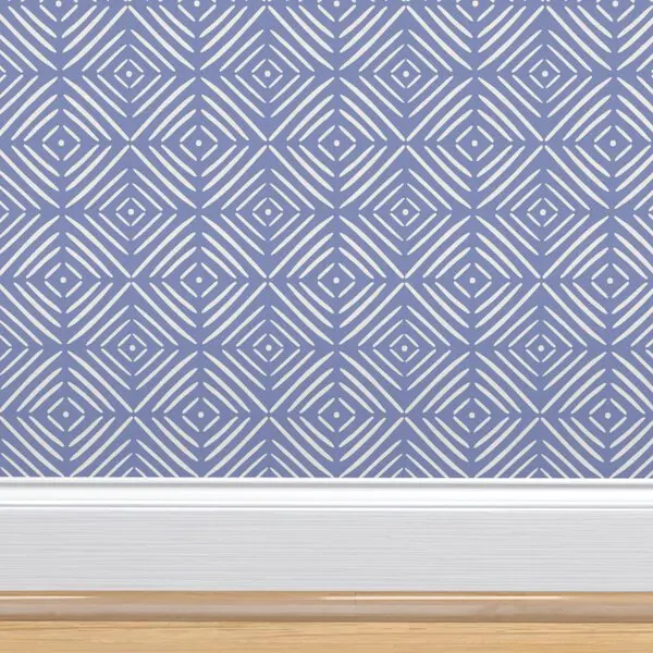 Spoonflower Geometric Diamonds Periwinkle 100% Natural Sisal Grasscloth Wallcovering
