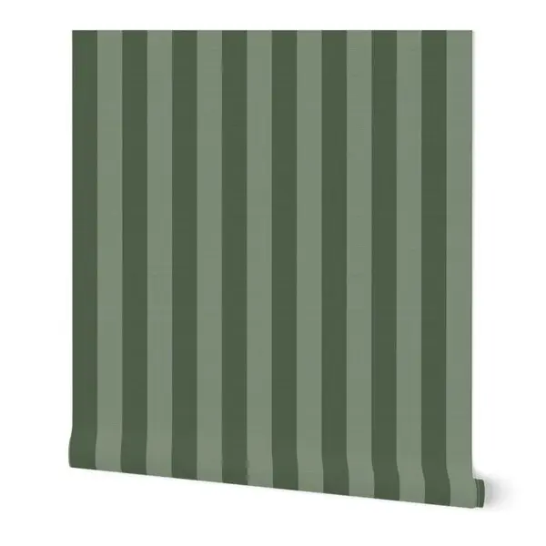 Spoonflower Vintage Stripe 100% Natural Sisal Grasscloth Wallcovering - Green