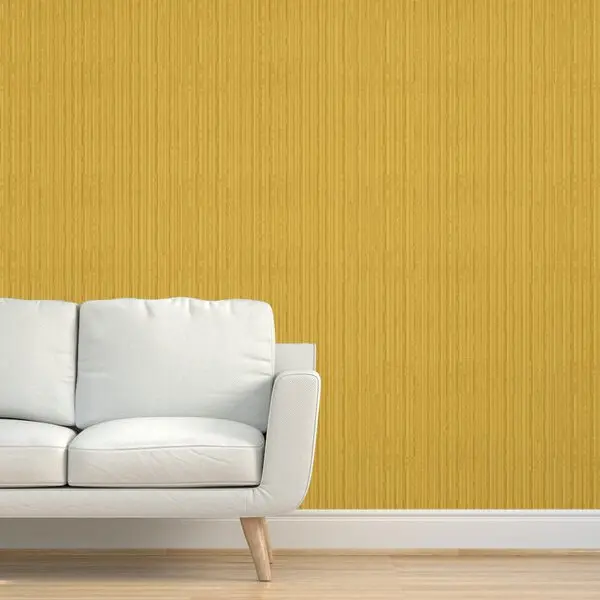 Spoonflower Golden Vertical Stripe Pattern 100% Natural Sisal Grasscloth Wallcovering
