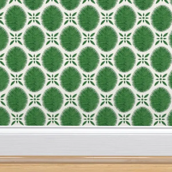 Spoonflower Leaf 100% Natural Sisal Grasscloth Wallcovering