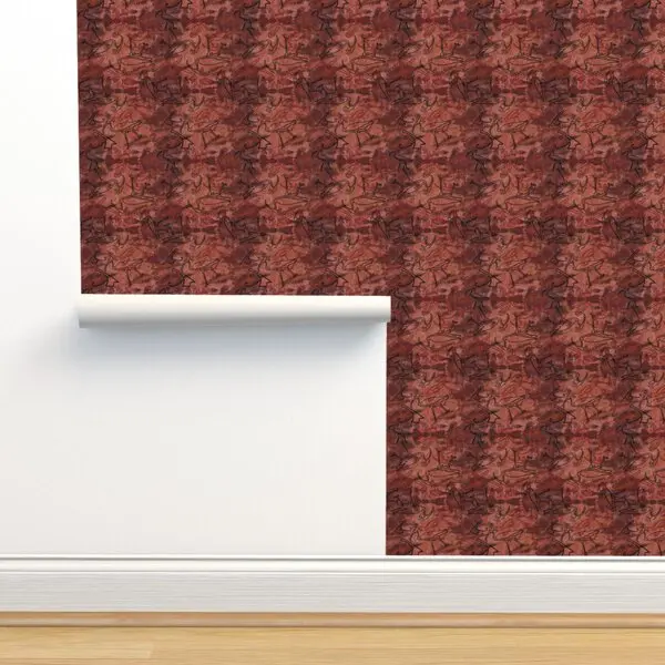 Spoonflower Good Omens From Ancient Egypt Red Rust 100% Natural Sisal Grasscloth Wallcovering