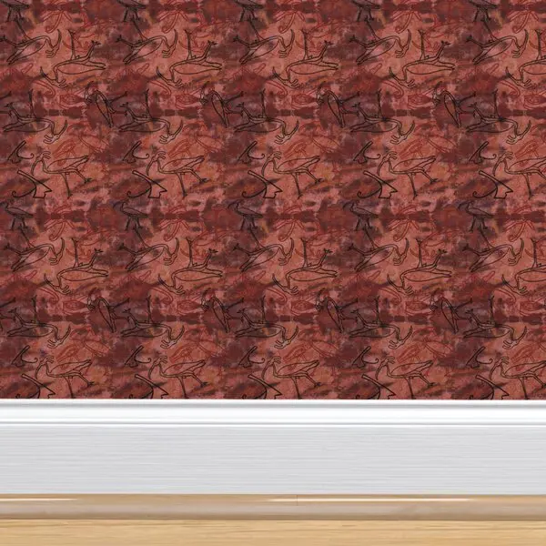 Spoonflower Good Omens From Ancient Egypt Red Rust 100% Natural Sisal Grasscloth Wallcovering
