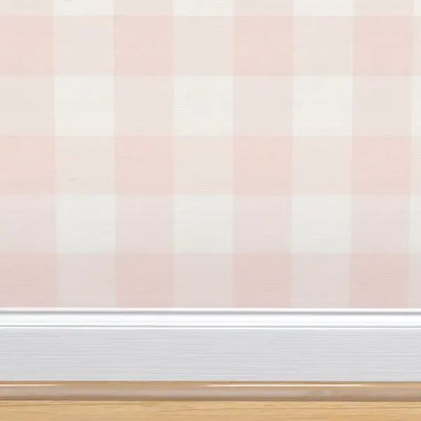 Spoonflower Gingham 4 Inch: Large Scale Pink Check Buffalo 100% Natural Sisal Grasscloth Wallcovering - White,pink