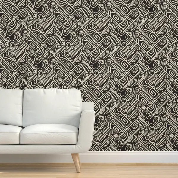 Spoonflower Tapa Moderne 1c Large 100% Natural Sisal Grasscloth Wallcovering