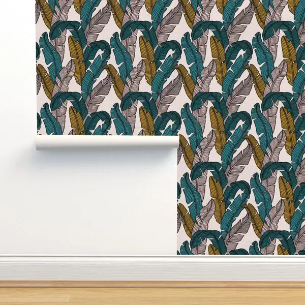 Spoonflower Vivid Tropics 100% Natural Sisal Grasscloth Wallcovering
